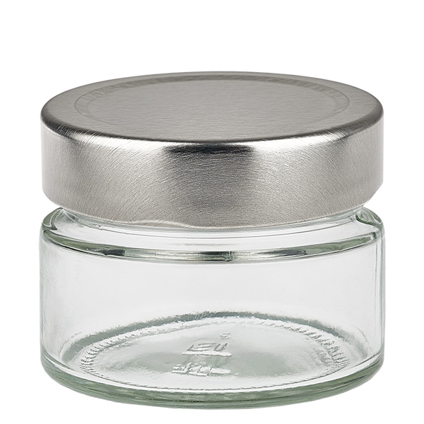 Verre rond 130ml avec couvercle BasicSeal argent UNiTWIST | de 100ml à 199ml | Pots de ...