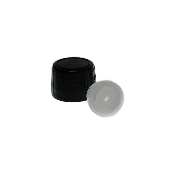 Bouchon à vis noir + embout gicleur, 28mm pr flacons méd PET ...
